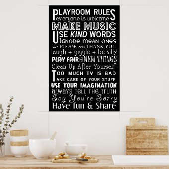 Playroom Rules Subway Art Poster | Zazzle