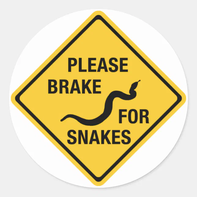 Please Brake For Snakes, Traffic Sign, Canada Classic Round Sticker ...
