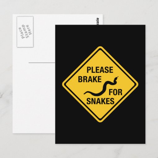 Please Brake For Snakes, Traffic Sign, Canada Postcard | Zazzle