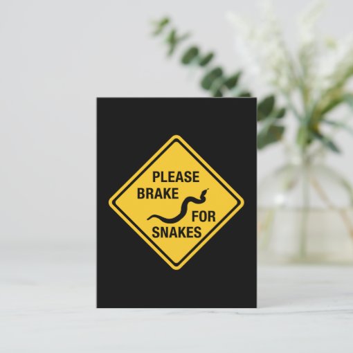 Please Brake For Snakes, Traffic Sign, Canada Postcard | Zazzle