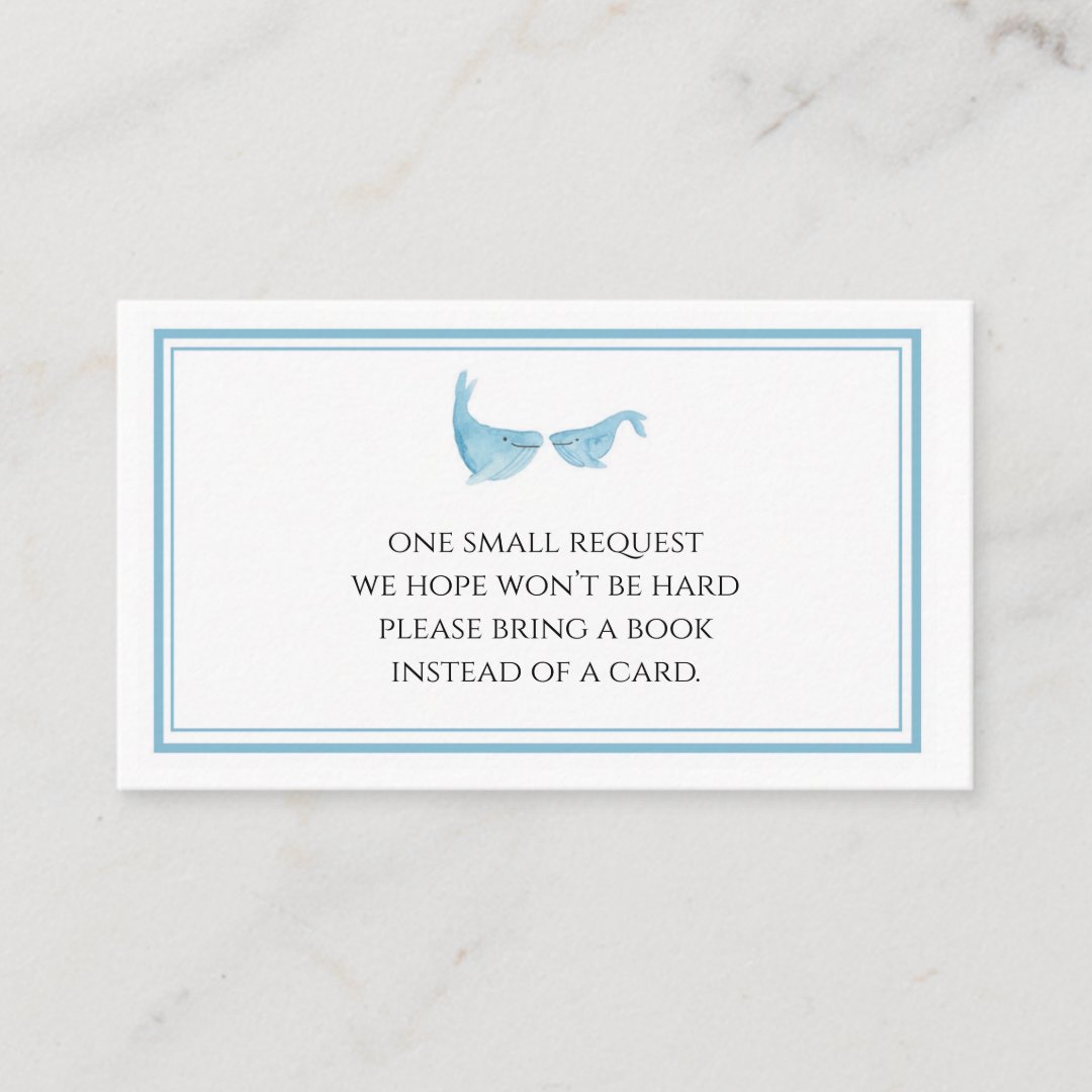 Please Bring a Book Instead of a Card Blue Whale | Zazzle