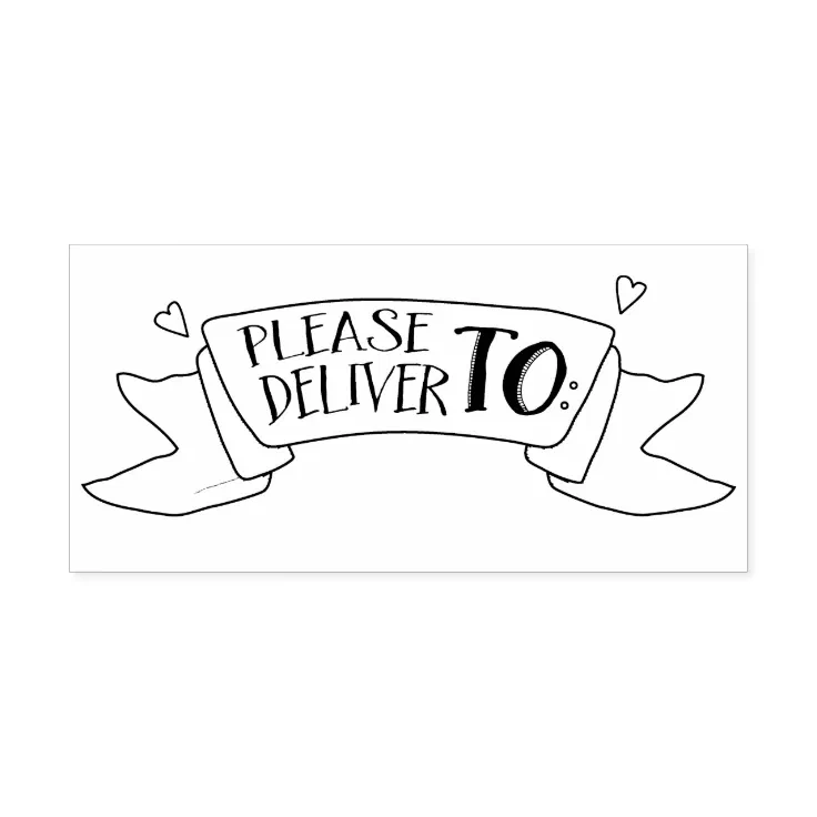 Please Deliver To Envelope Art Banner Rubber Stamp | Zazzle