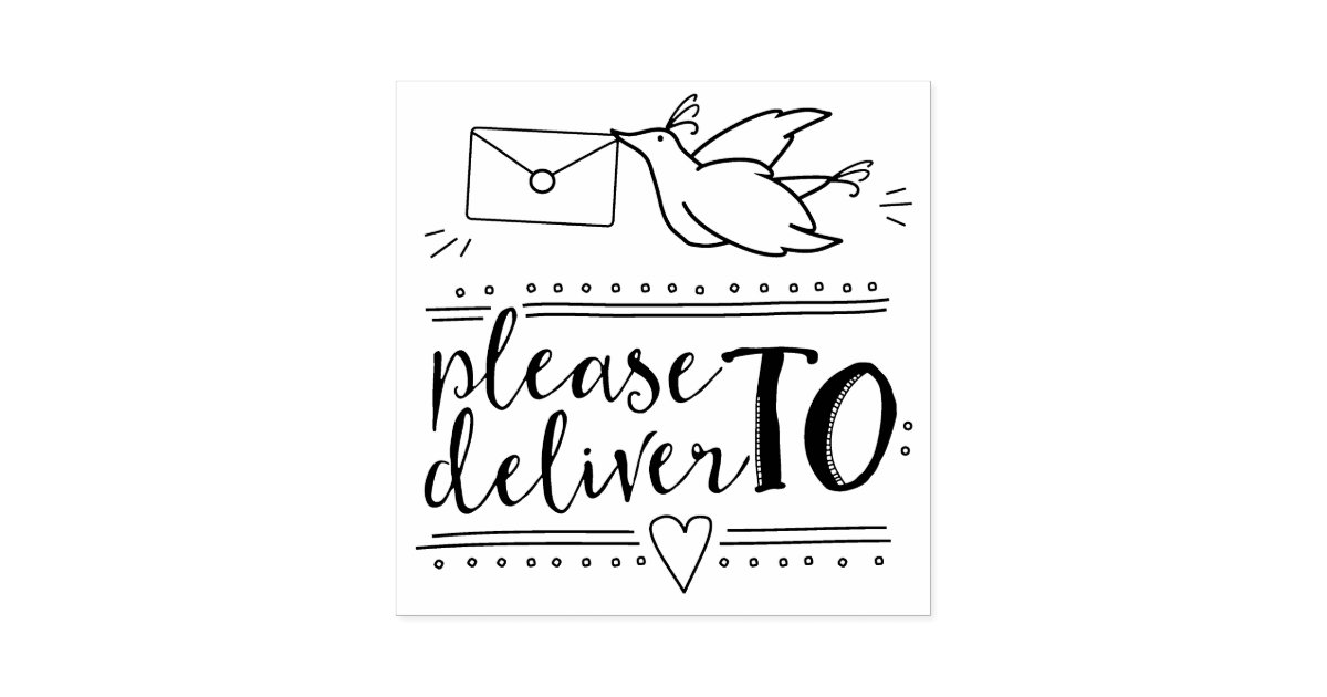 Please Deliver To Rubber Stamp Air Mail Pidgeon | Zazzle