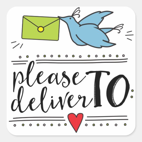 Please Deliver To Whimsical Envelope Sticker | Zazzle.com
