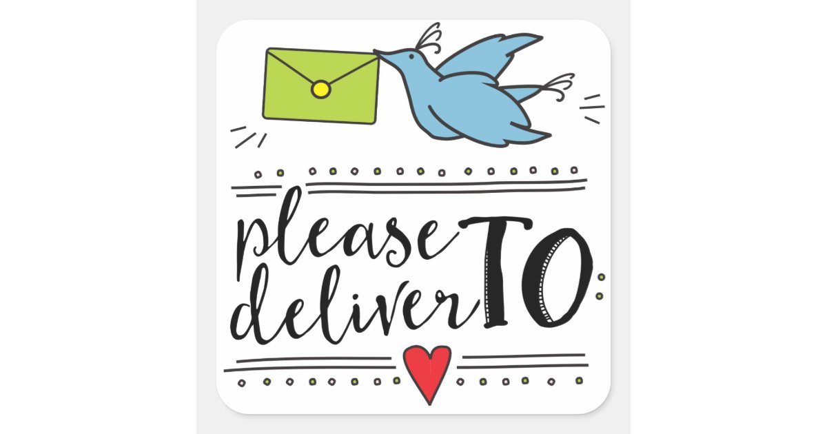 Please Deliver To Whimsical Envelope Sticker | Zazzle