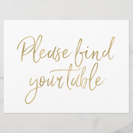 "Please find your table" Stylish Gold Sign | Zazzle.com