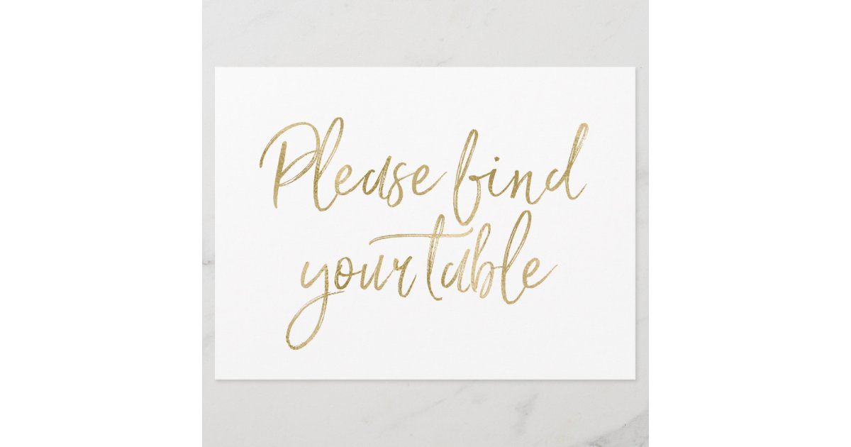 "Please find your table" Stylish Gold Sign | Zazzle.com