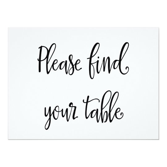 "Please Find Your Table" Wedding Seating Card Sign | Zazzle.com