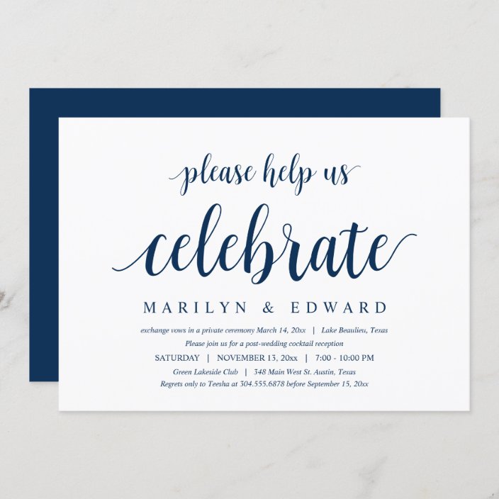Please help us celebrate, Post Wedding Elopement I Invitation | Zazzle.com