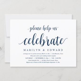 Please help us celebrate, Post Wedding Elopement I Invitation | Zazzle