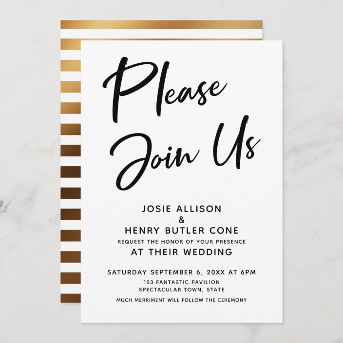 "Please Join Us" Modern Calligraphy Wedding Invitation | Zazzle