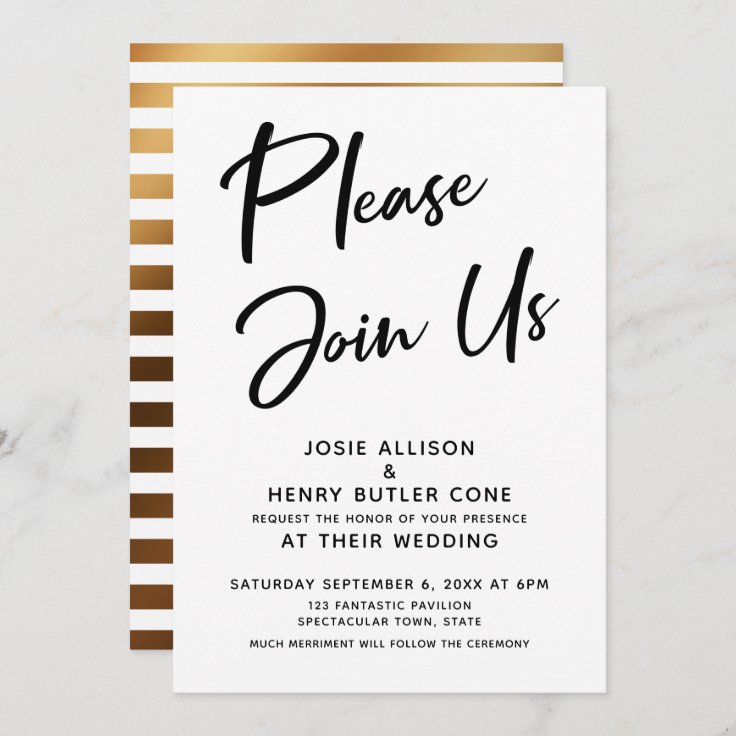 "Please Join Us" Modern Calligraphy Wedding Invitation | Zazzle