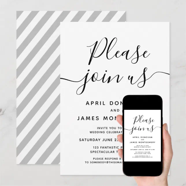 Please Join Us Typography Wedding Invitation | Zazzle