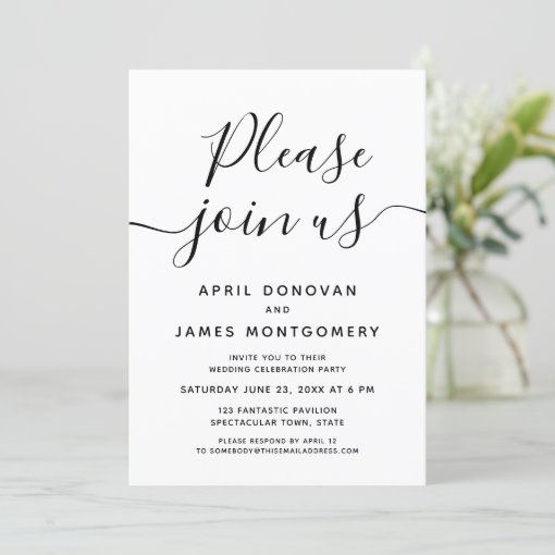 Please Join Us Typography Wedding Invitation | Zazzle