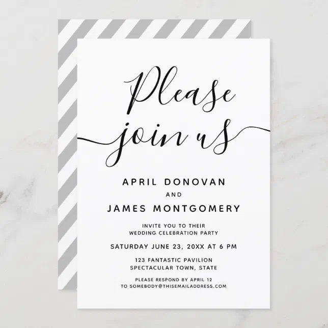 Please Join Us Typography Wedding Invitation | Zazzle