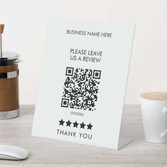 Please Leave Us A Review QR Code Pedestal Sign | Zazzle