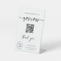 Please Leave Us A Review QR Code Pedestal Sign | Zazzle