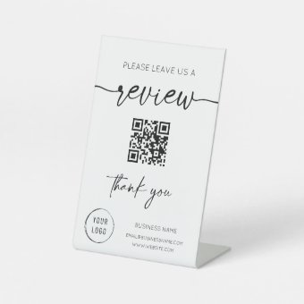 Please Leave Us A Review QR Code Pedestal Sign | Zazzle