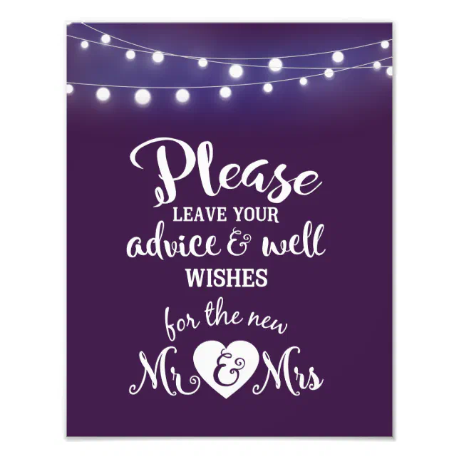 Please leave your advice & well wishes sign Violet | Zazzle