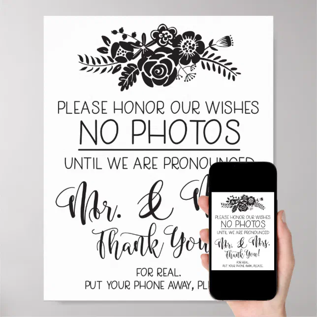 Please No Cell Phone Photos Wedding Ceremony Sign | Zazzle