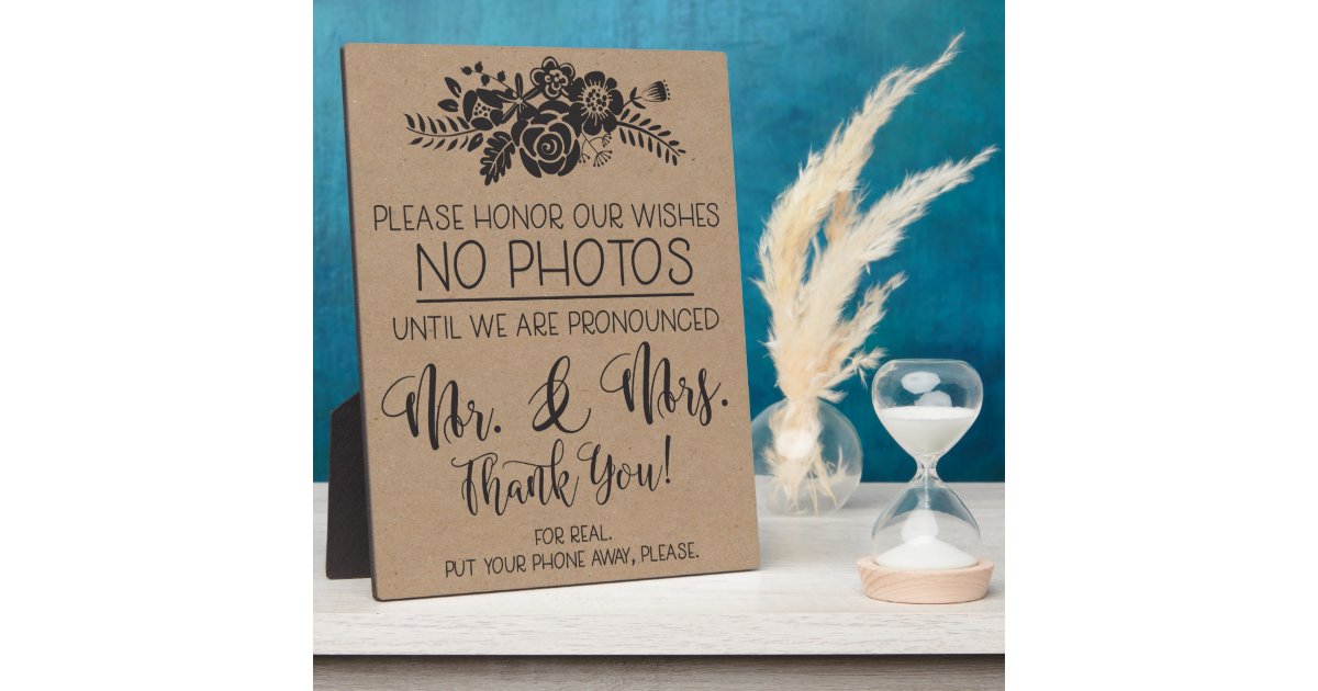Please No Cell Phone Photos Wedding Ceremony Sign Plaque | Zazzle