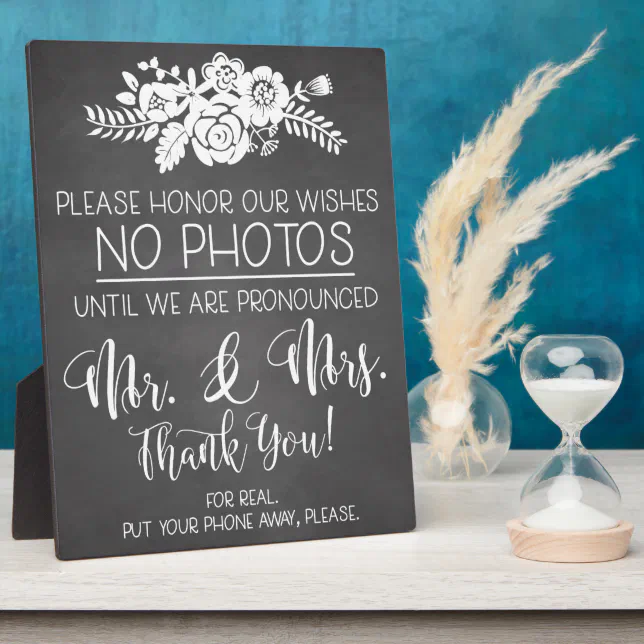Please No Cell Phone Photos Wedding Ceremony Sign Plaque | Zazzle