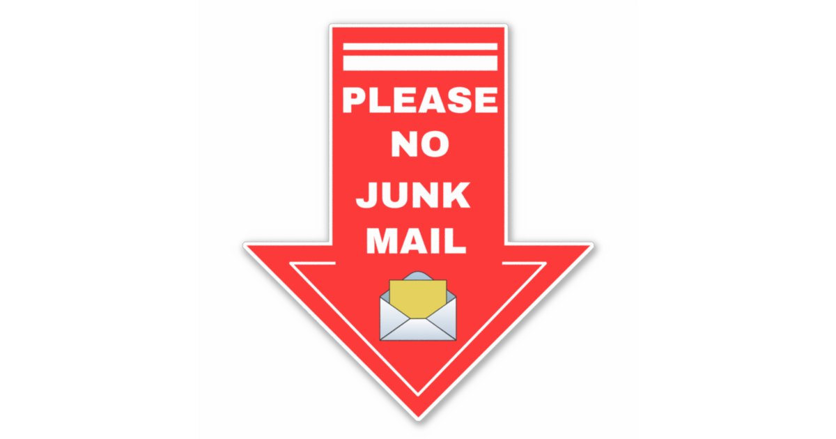 Please No Junk Mail Sign - Red Arrow Sticker | Zazzle