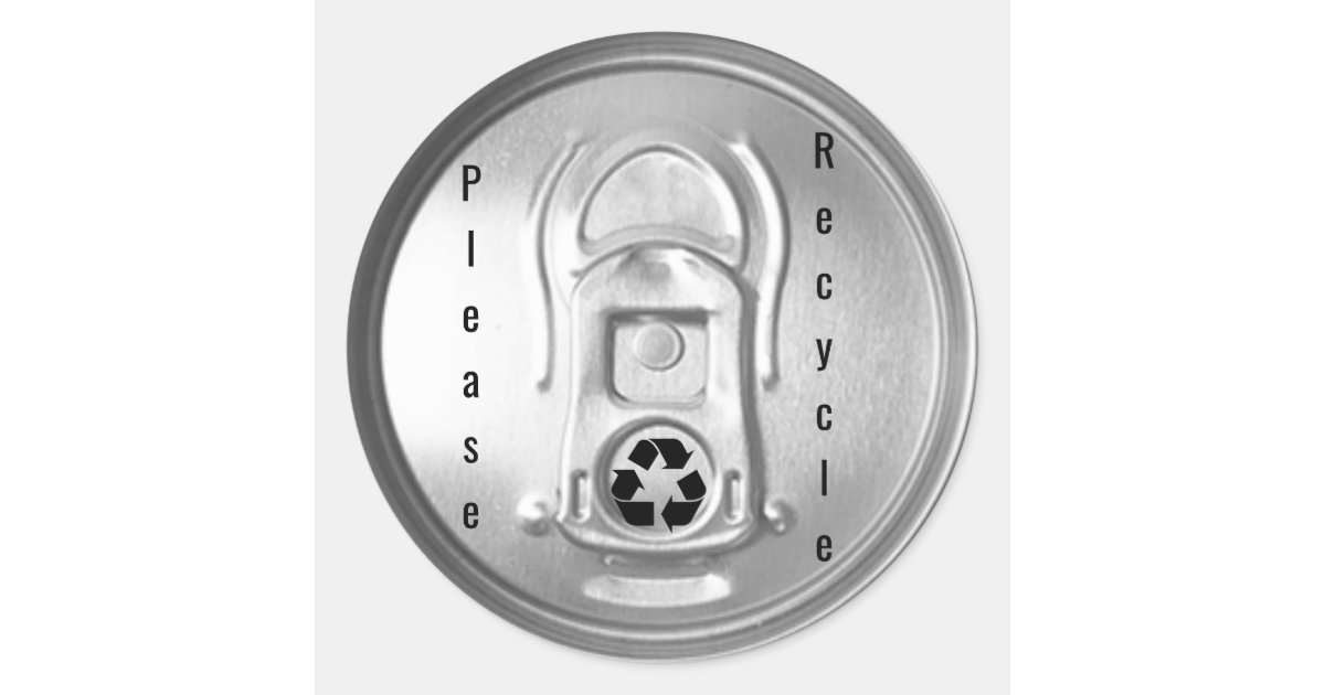 Please Recycle Soda Pop Beer Can Lid Classic Round Sticker | Zazzle