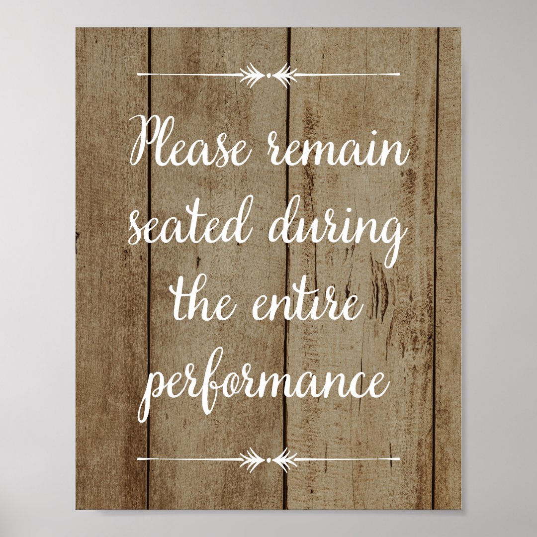 Please Remain Seated Rustic Bathroom Poster | Zazzle