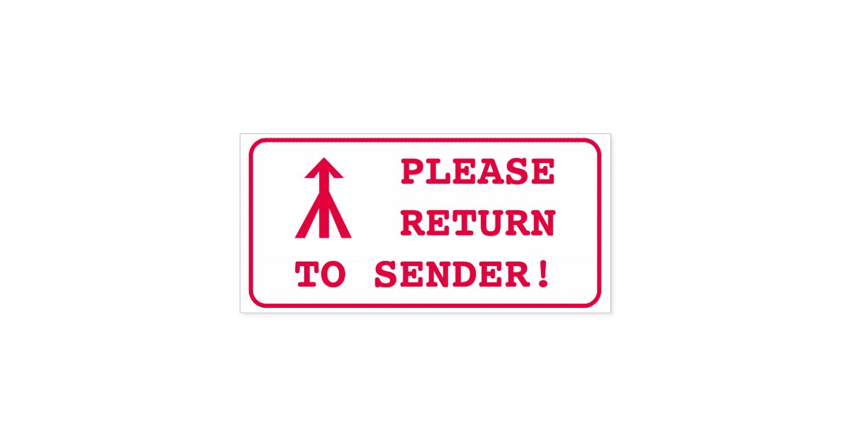 "PLEASE RETURN TO SENDER!" + Arrow Rubber Stamp | Zazzle
