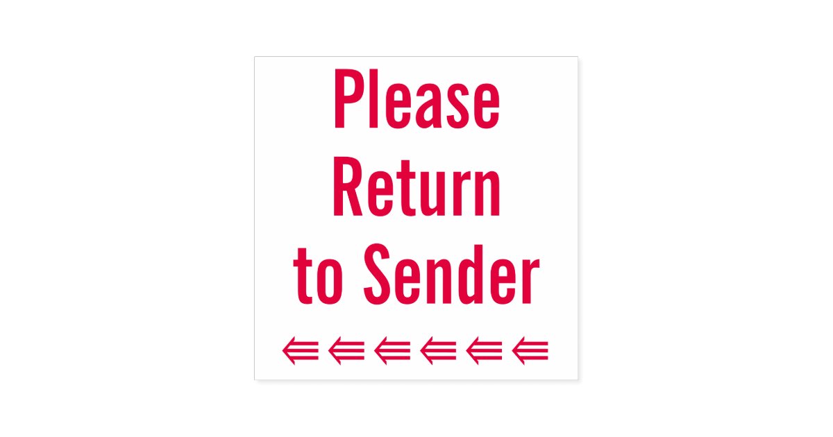"Please Return to Sender" + Arrow Rubber Stamp | Zazzle
