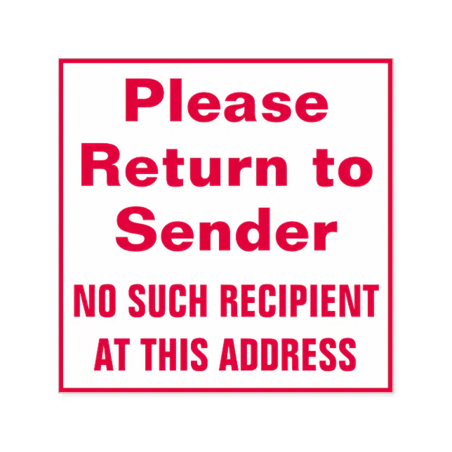 "Please Return to Sender" Rubber Stamp | Zazzle