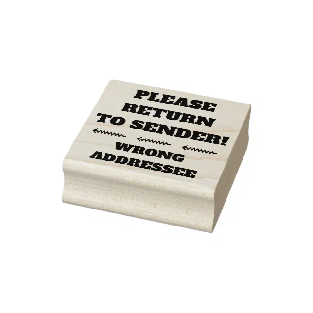 "PLEASE RETURN TO SENDER!" "WRONG ADDRESSEE" RUBBER STAMP | Zazzle