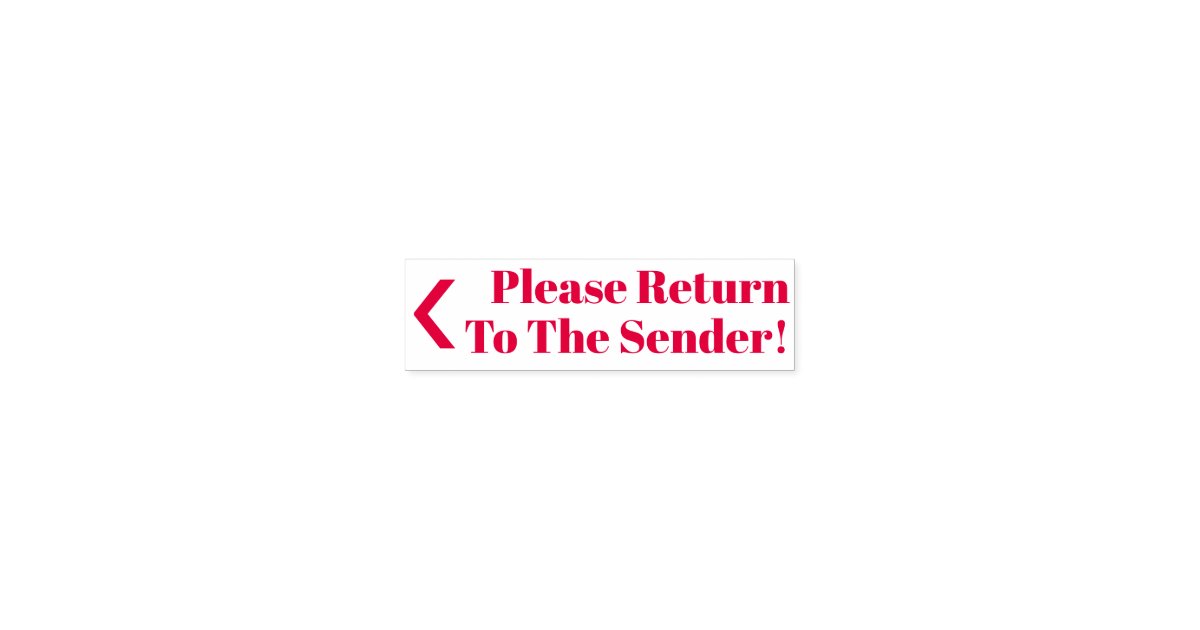 "Please Return To The Sender!" + Arrow Self-inking Stamp | Zazzle