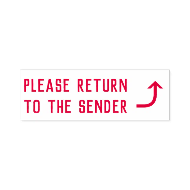 "PLEASE RETURN TO THE SENDER" + Bent Arrow Self-inking Stamp | Zazzle