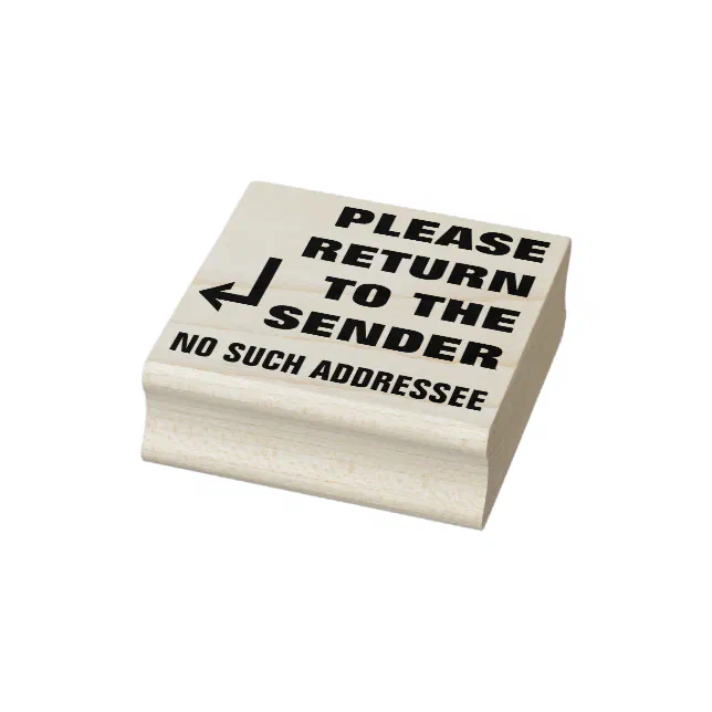 "PLEASE RETURN TO THE SENDER" "NO SUCH ADDRESSEE" RUBBER STAMP | Zazzle