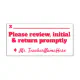 "Please review, initial & return promptly" + Name Self-inking Stamp ...