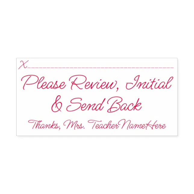 "Please Review, Initial & Send Back" Rubber Stamp | Zazzle