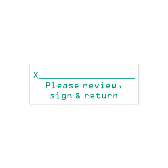 "Please Review, Sign & Return" Rubber Stamp | Zazzle