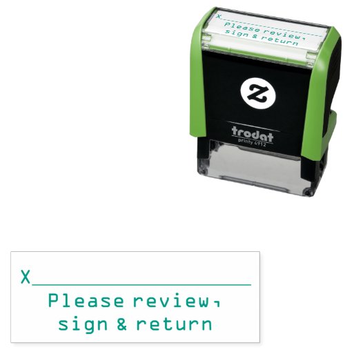 "Please Review, Sign & Return" Rubber Stamp | Zazzle