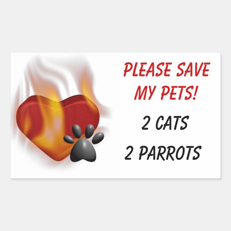 Please Save My Pets! Rectangular Sticker | Zazzle