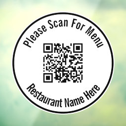 Please Scan For Menu QR Code Template Window Cling | Zazzle