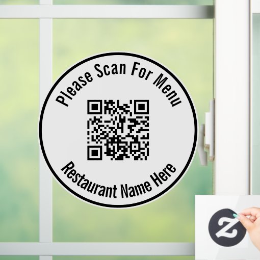 Please Scan For Menu QR Code Template Window Cling | Zazzle