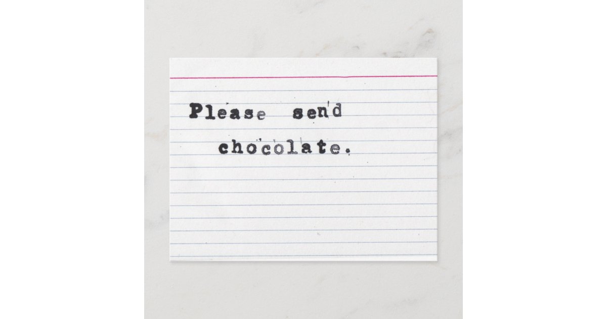 Please Send Chocolate Postcard | Zazzle