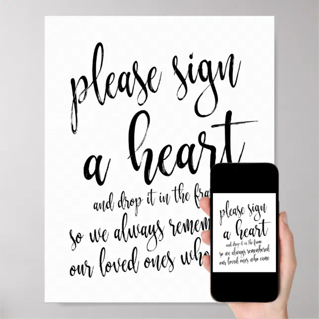Please Sign A Heart Rustic Wedding 8x10 Sign | Zazzle