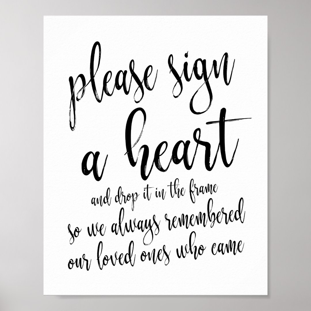 Please Sign A Heart Rustic Wedding 8x10 Sign | Zazzle