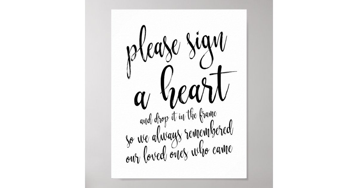 Please Sign A Heart Rustic Wedding 8x10 Sign | Zazzle