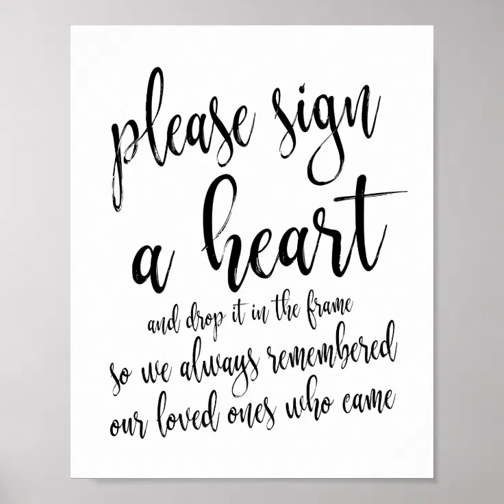 Please Sign A Heart Rustic Wedding 8x10 Sign | Zazzle