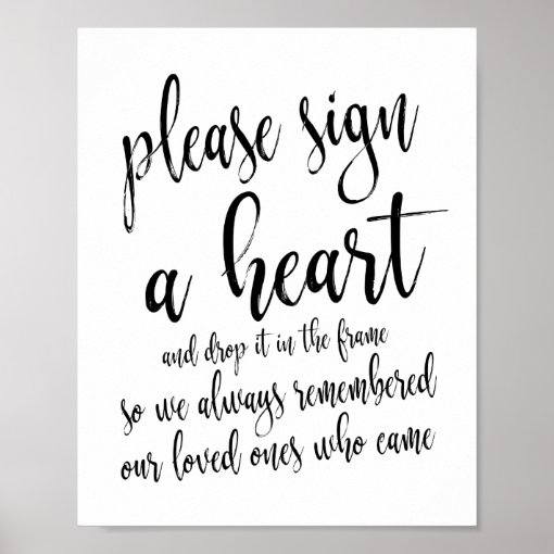 Please Sign A Heart Rustic Wedding 8x10 Sign | Zazzle