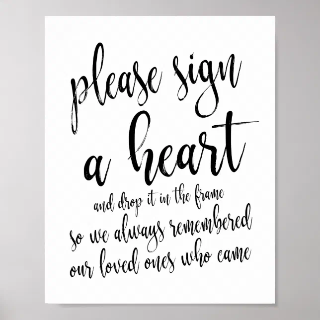 Please Sign A Heart Rustic Wedding 8x10 Sign | Zazzle
